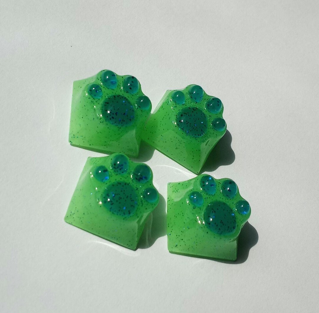 Neon Lime Green and Dark Jelly Blue Paw Shaped Mechanical Keyboard ...