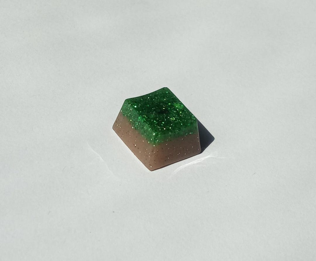 Grass Block Glittery Minecraft Inspired Mechanical Keyboard Keycap ...
