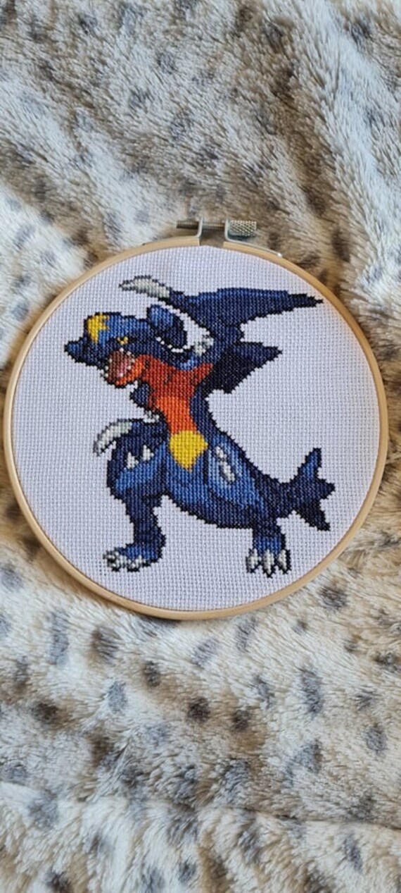 Garchomp Cross Stitch - Etsy