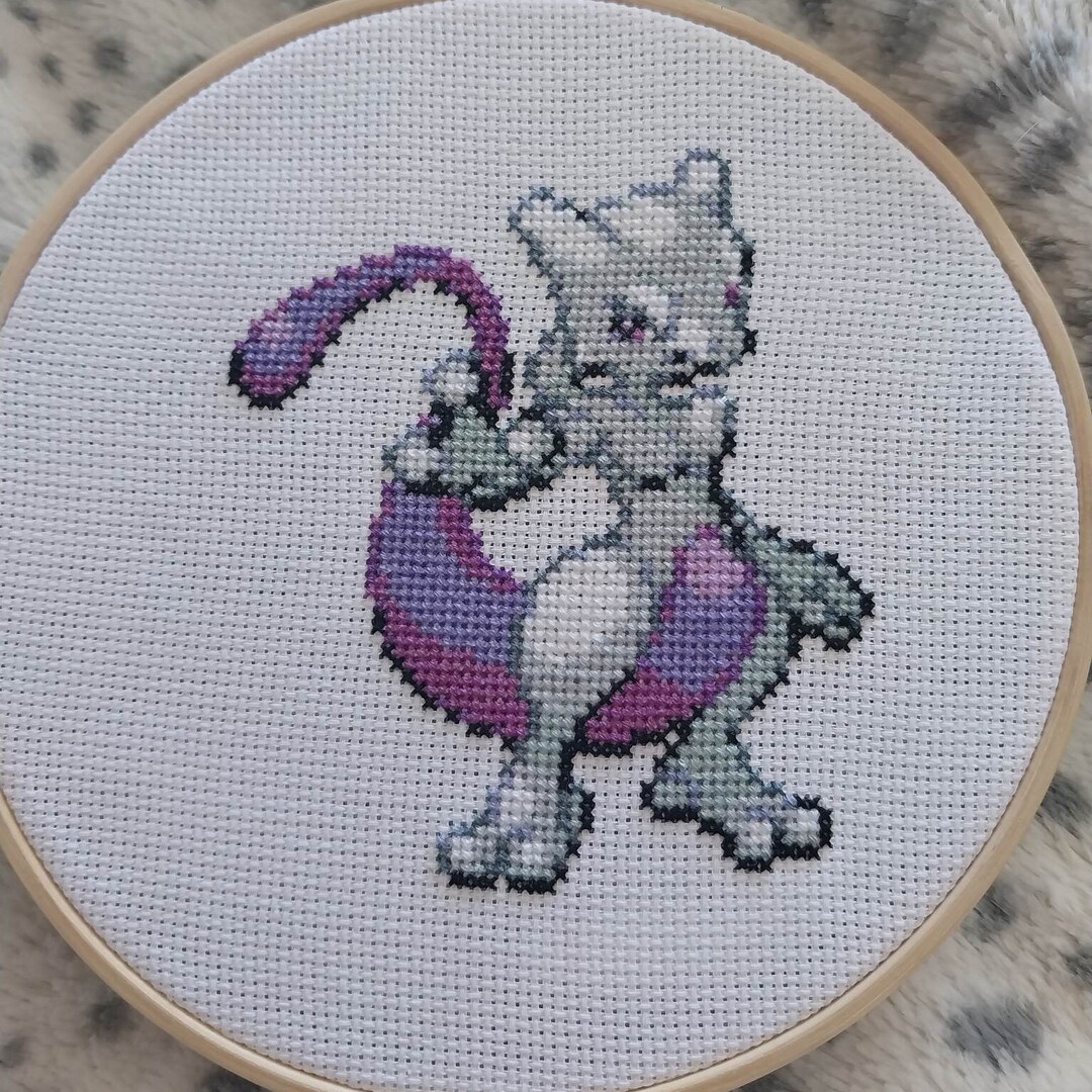 Mewtwo Cross Stitch - Etsy