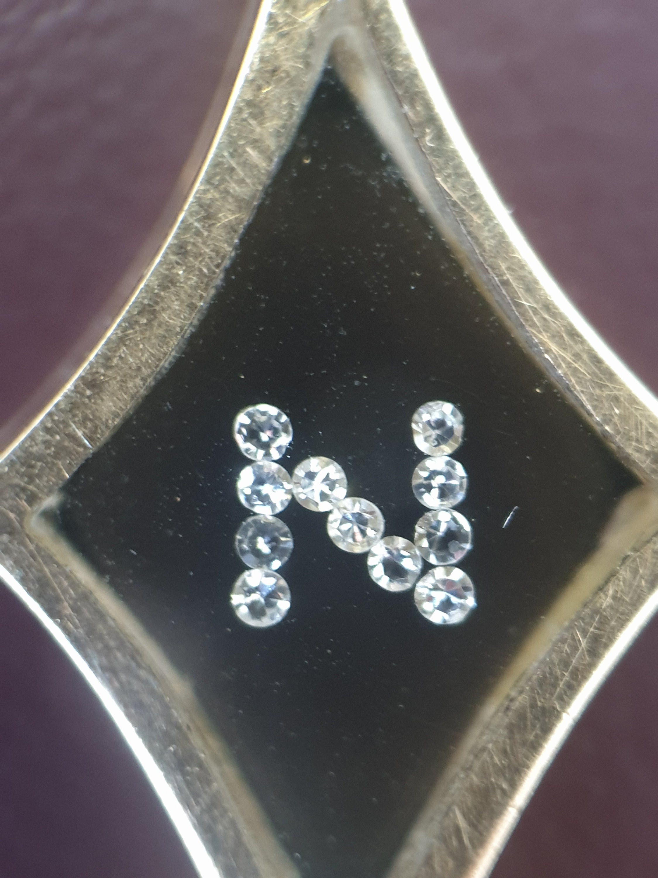 Vintage 0.15ct Natural White Diamond N Letter Diamond Shape Pendant ...