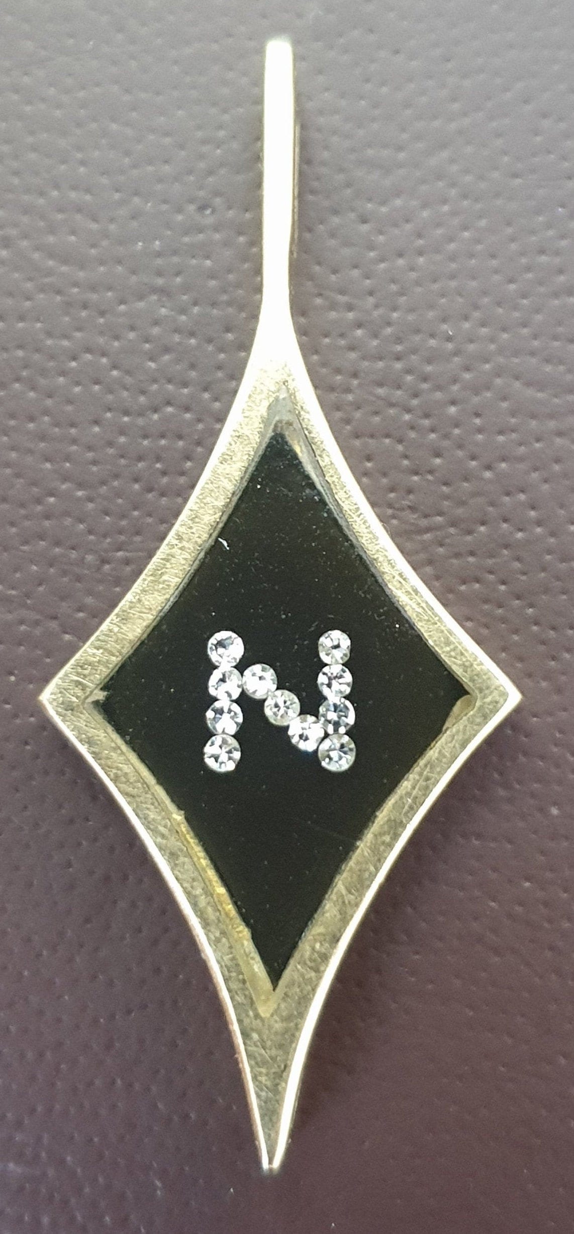 Vintage 0.15ct Natural White Diamond N Letter Diamond Shape Pendant ...