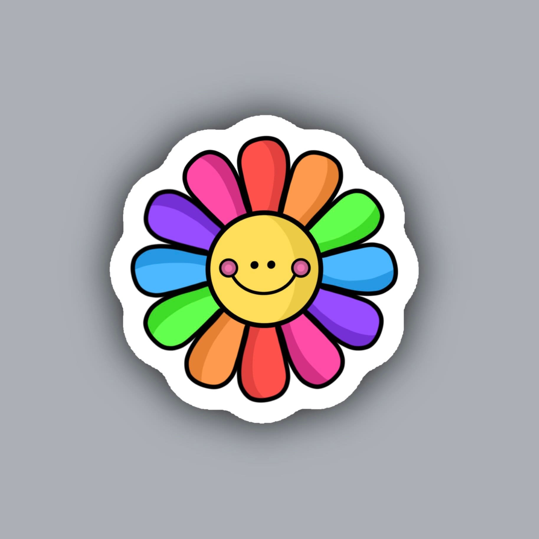 Smiley Face Flower Vinyl Die Cut Sticker - Etsy
