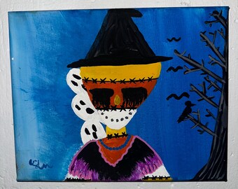 3”x3” Hand Painted Halloween Candy Corn Witch Canvas Painting - Etsy