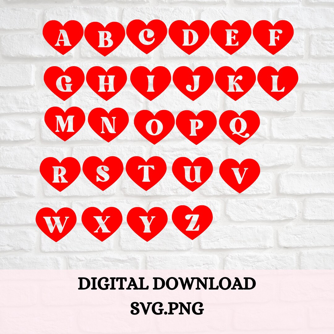 Digital Download Love Heart Alphabet-svg Heart Alphabet-svg Hearts-svg ...