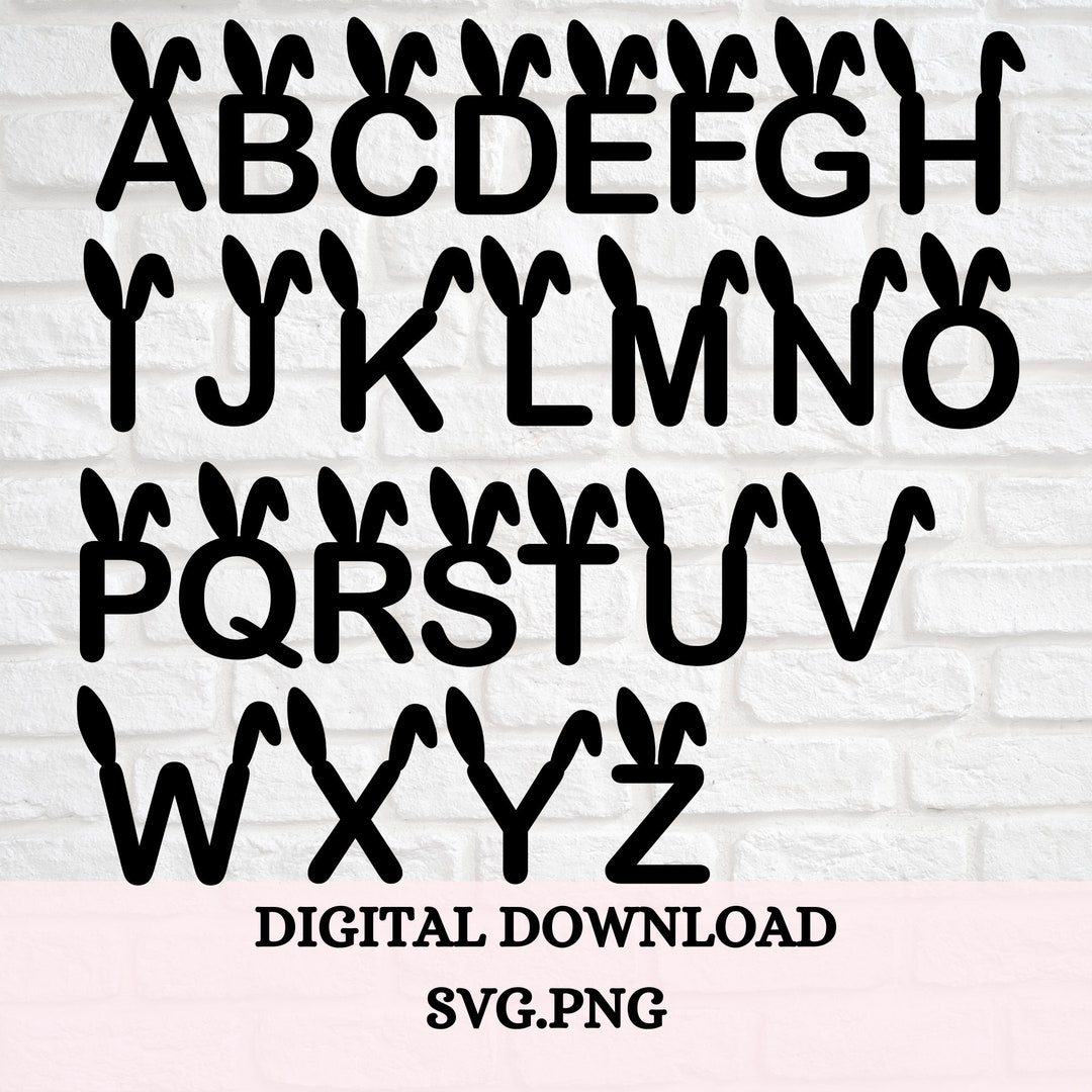 Bunny Ear Alphabet-bunny Ear Monogram Letters-svg File-digitial File - Etsy