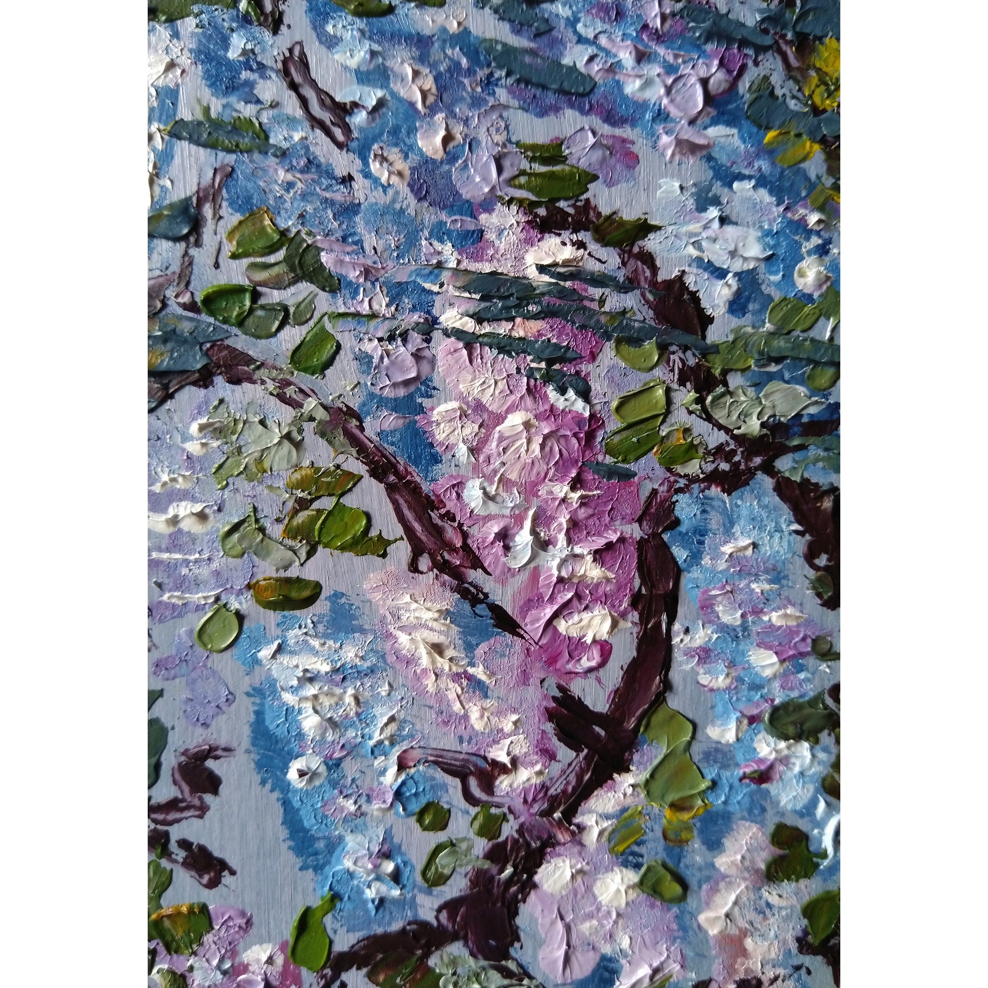 Abstract Wisteria Oil Painting Original Art Impasto Spring Landscape ...