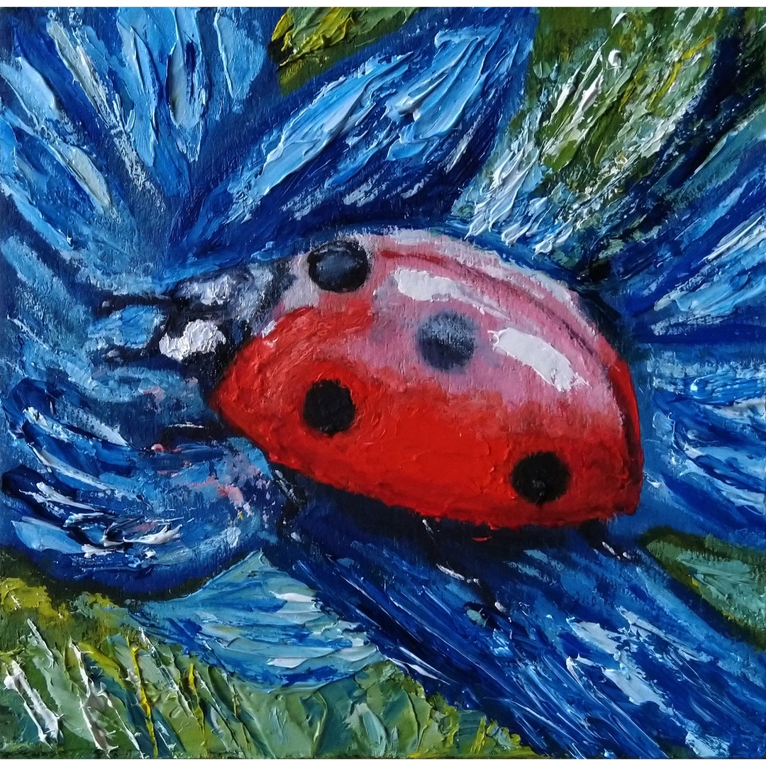 Ladybug Painting Miniature Original Art Insect Ladybird Impasto Oil ...