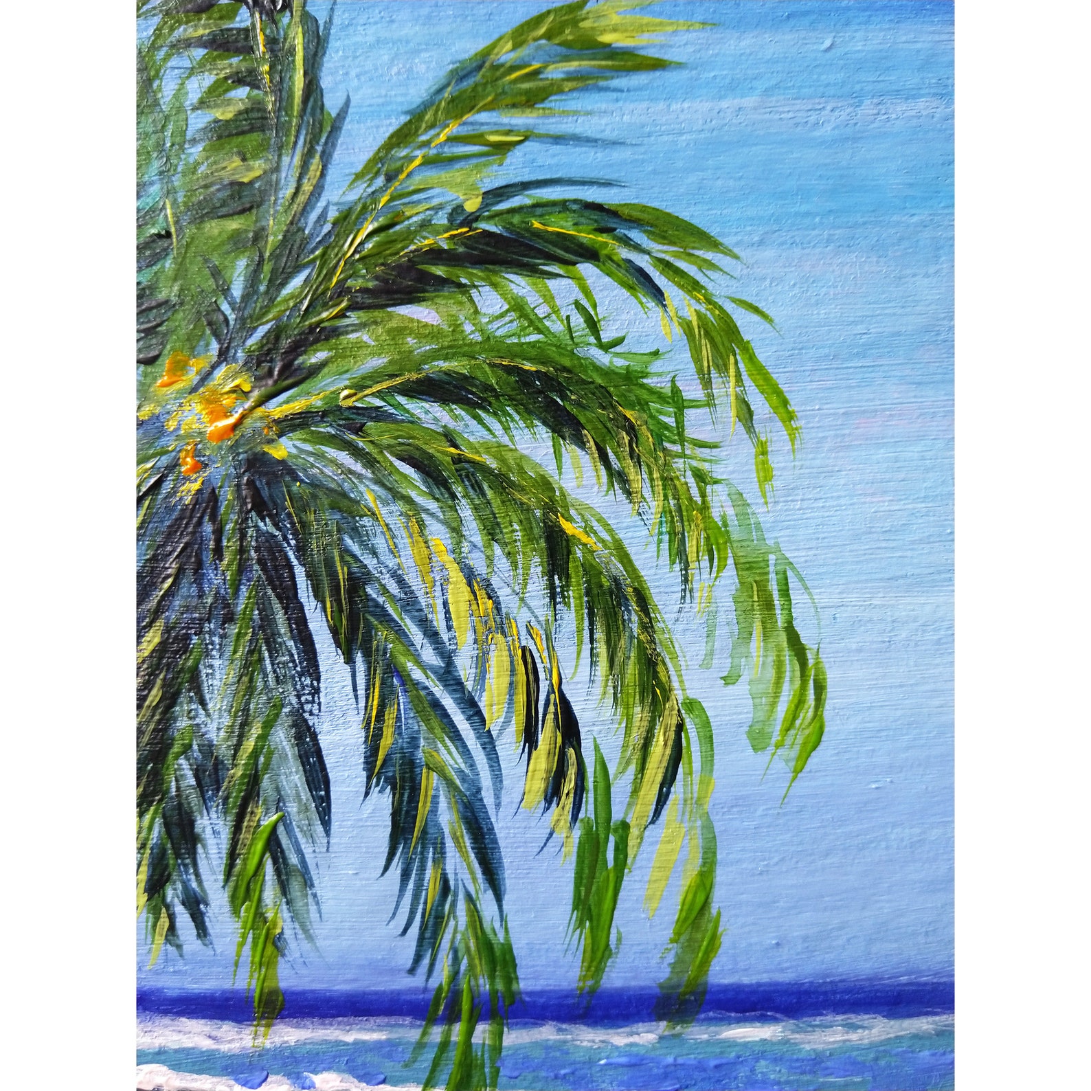 Palm Tree Painting California Coast Original Art Seascape Sand - Etsy