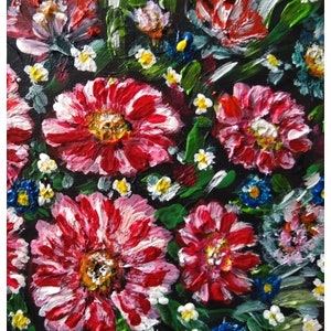 Red Daisies Painting Floral Original Art Impasto Small Floral Artwork ...