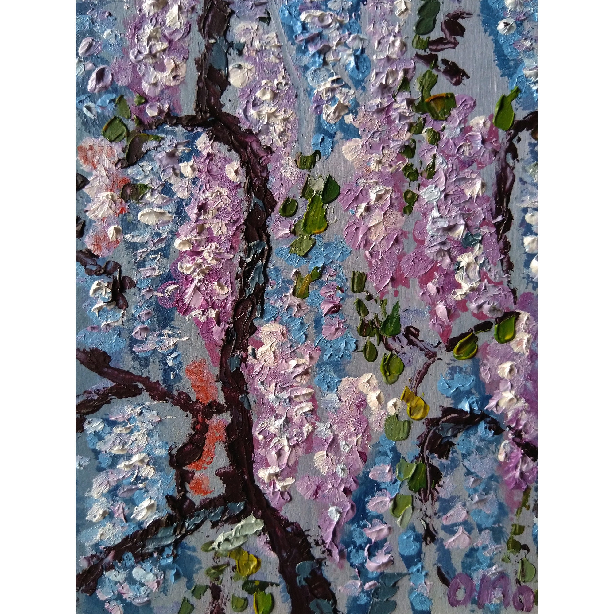 Abstract Wisteria Oil Painting Original Art Impasto Spring Landscape ...