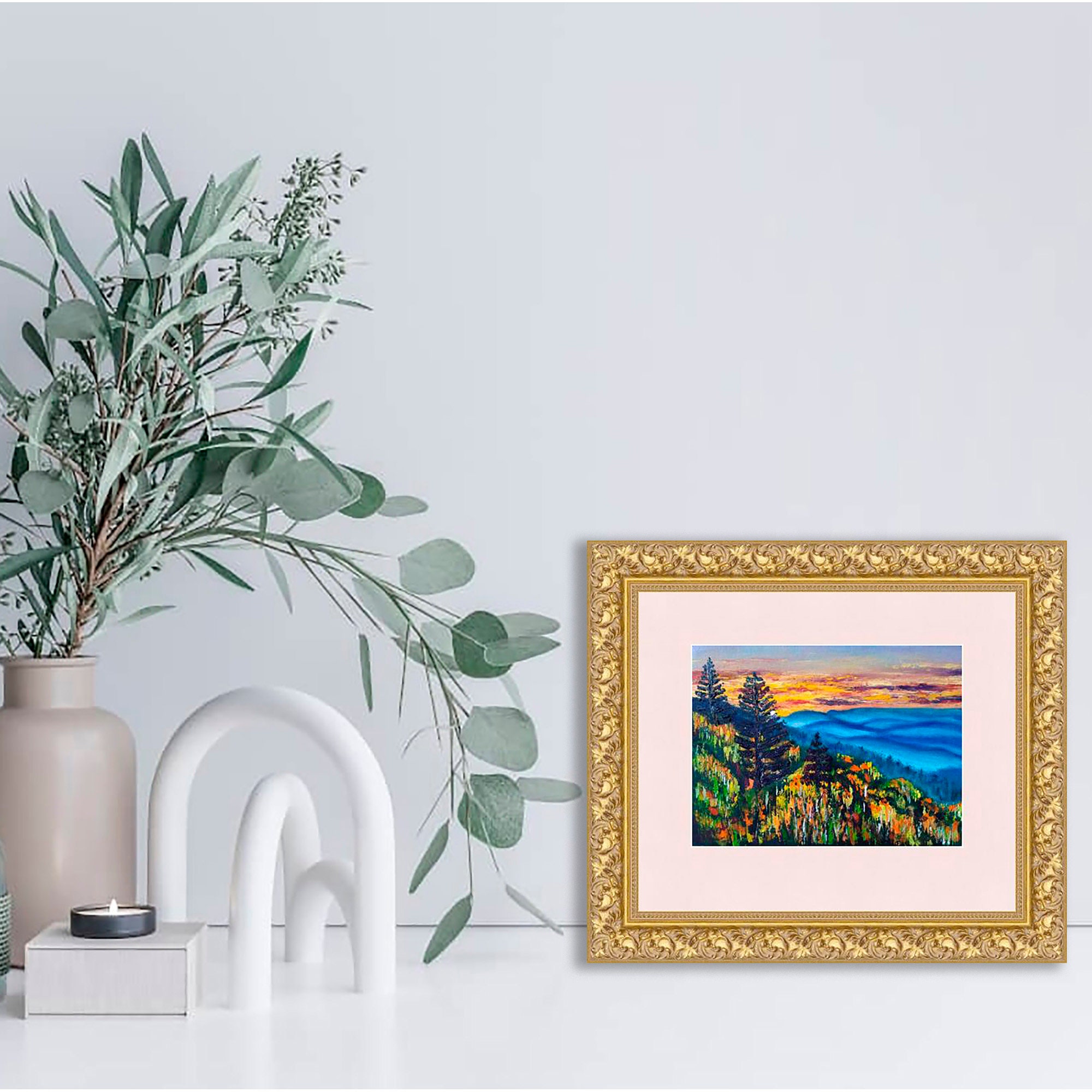 Blue Ridge Painting Sunset Original Art Mini Oil Painting - Etsy