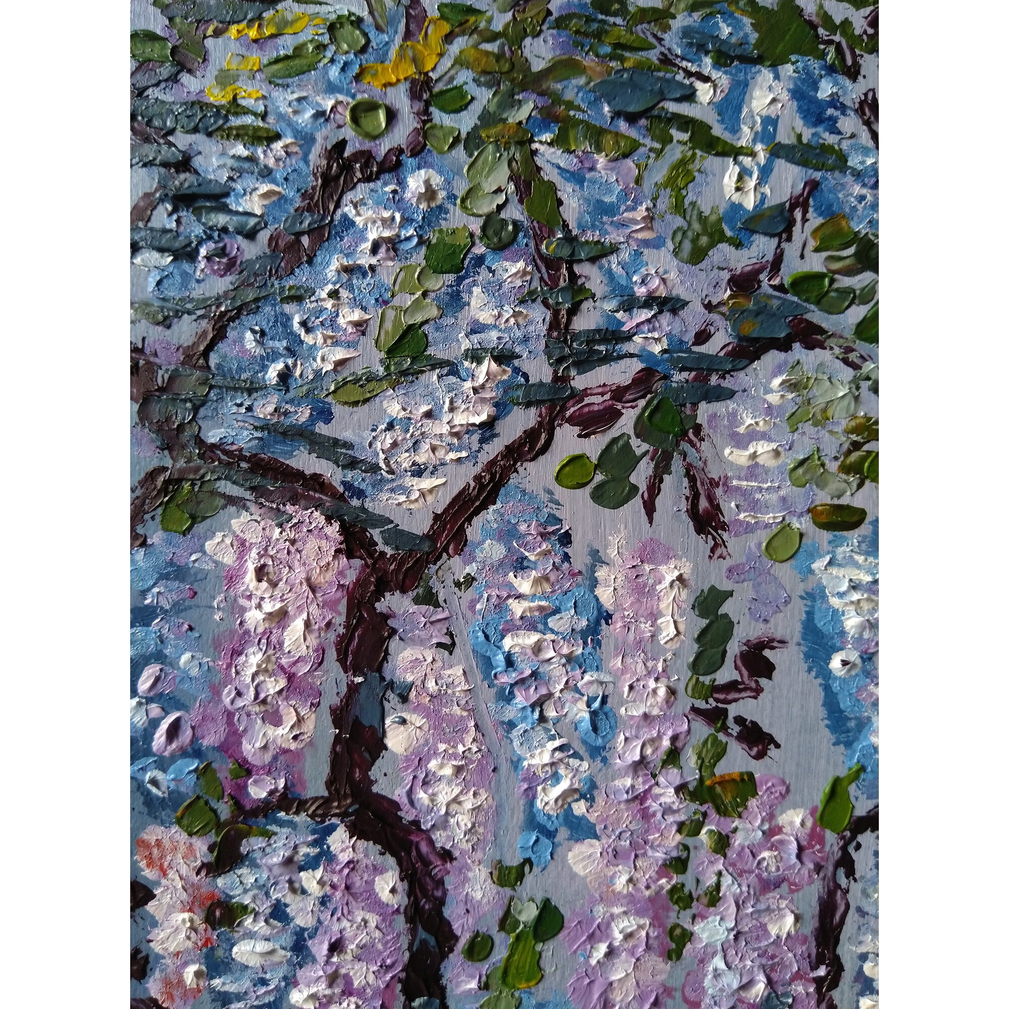 Abstract Wisteria Oil Painting Original Art Impasto Spring Landscape ...