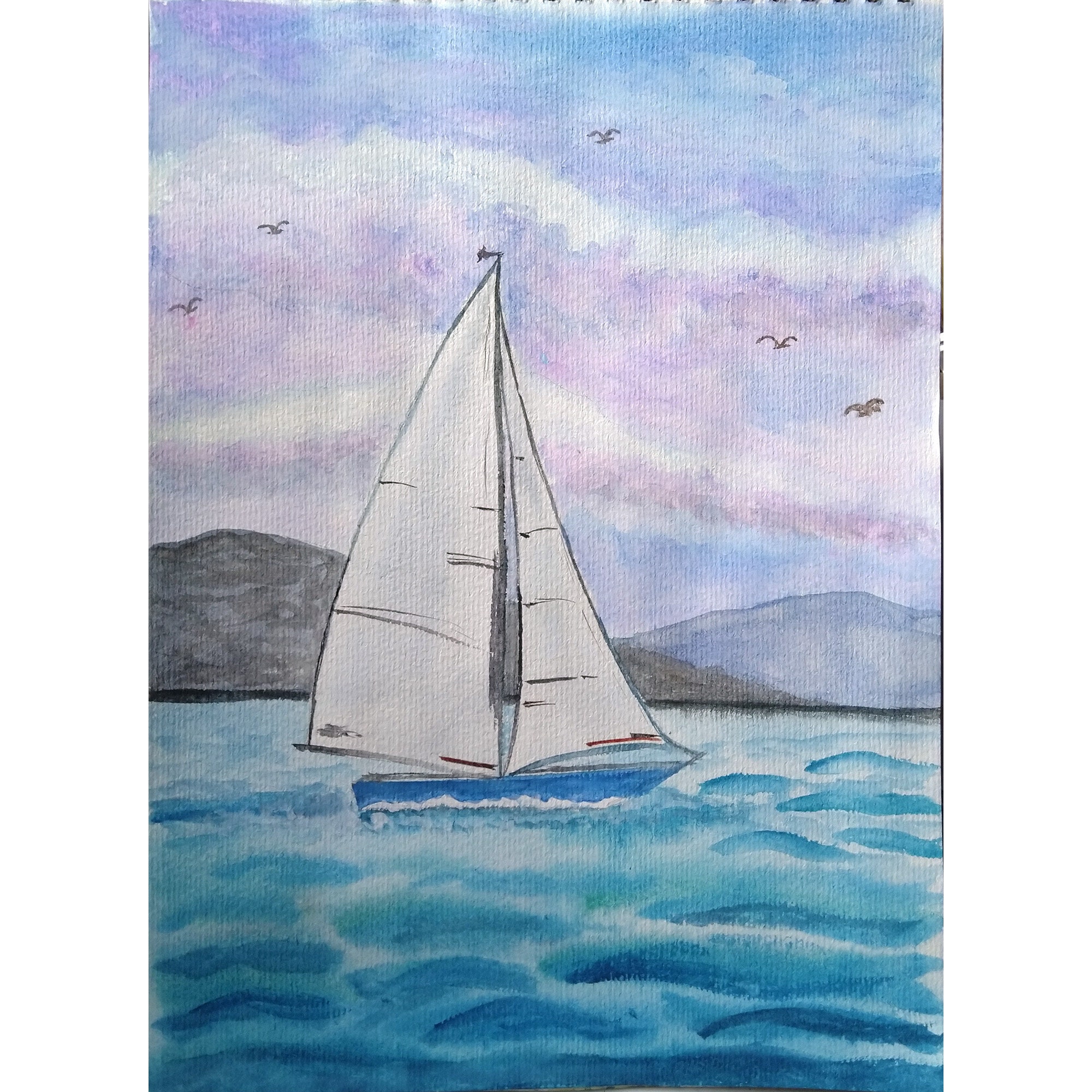 Sailboat Colored Pencil Drawing