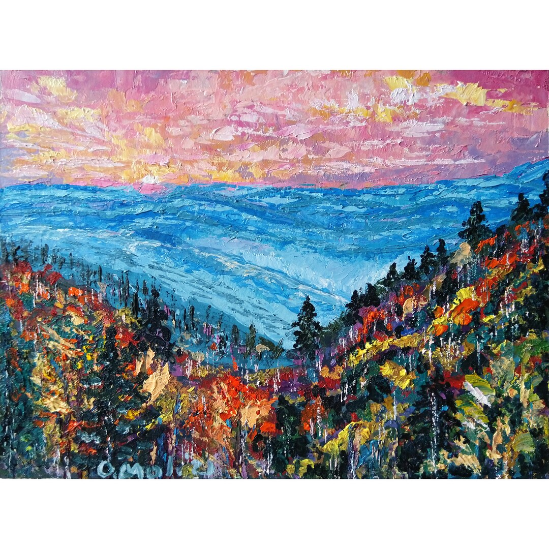 Blue Ridge Painting Sunrise Original Art Impasto Oil Painting Fall ...
