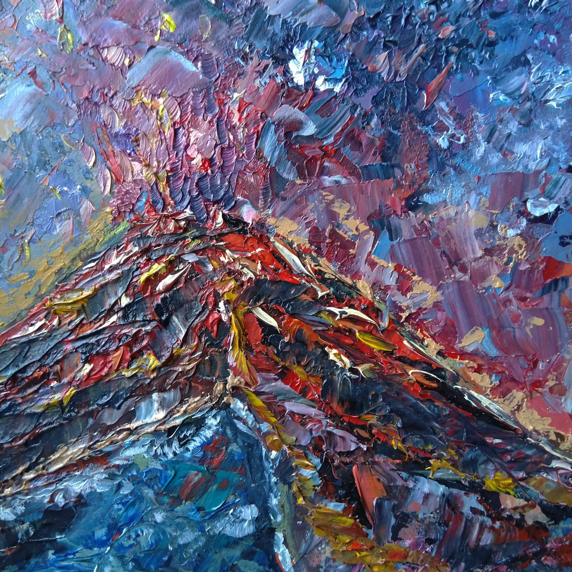 Volcano Painting Hawaii Original Art Impasto Oil Painting Lava Painting ...