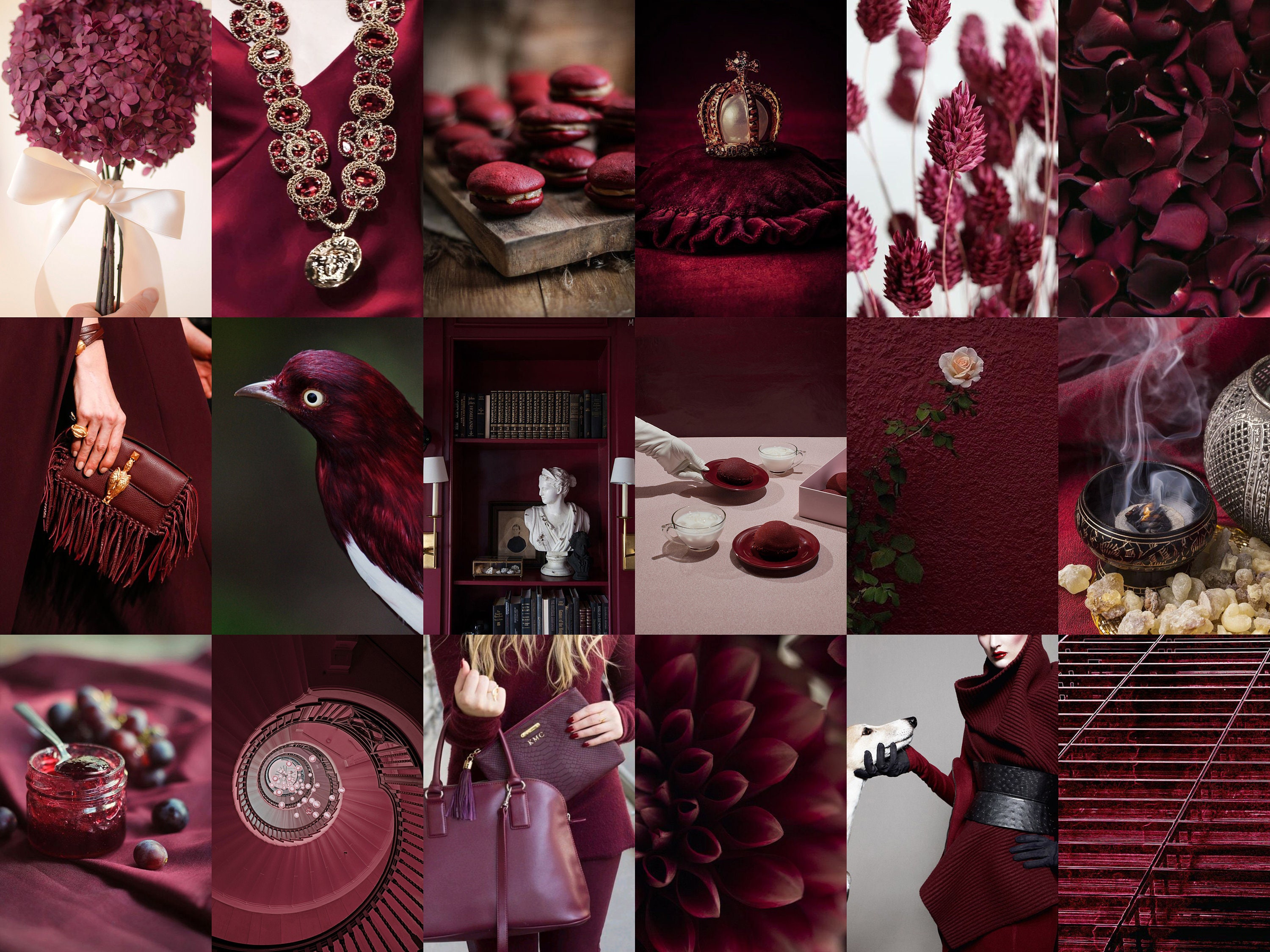 Burgundy Red Wall Collage Kit 105 PCS 4x6 Size Dark Red Aesthetic Photo ...