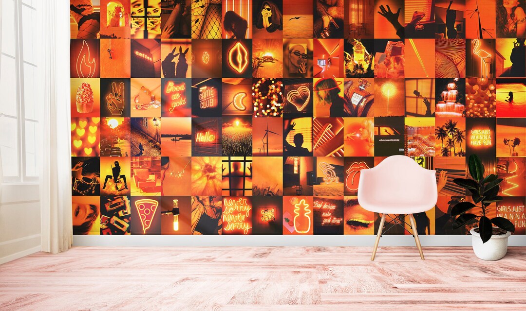 100 PCS 8.5''x11'' Neon Orange Wall Collage - Etsy