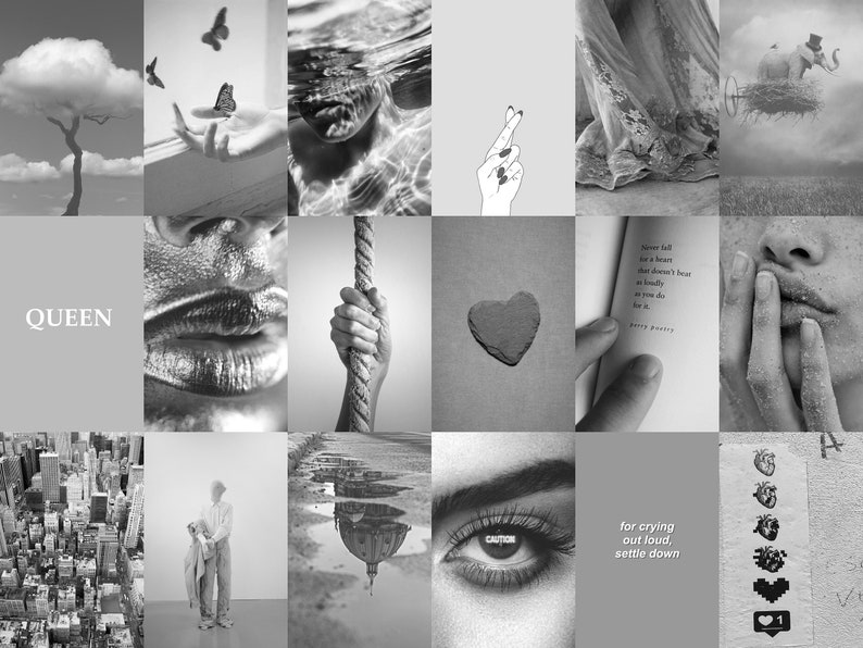 110 PCS Grey Wall Collage Kit Soft Gray Aesthetic Photo - Etsy