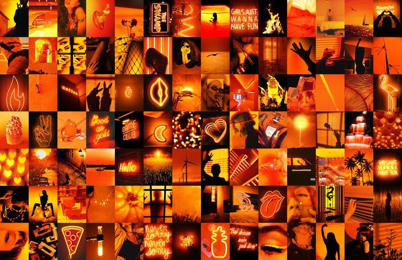 100 PCS 8.5''x11'' Neon Orange Wall Collage - Etsy