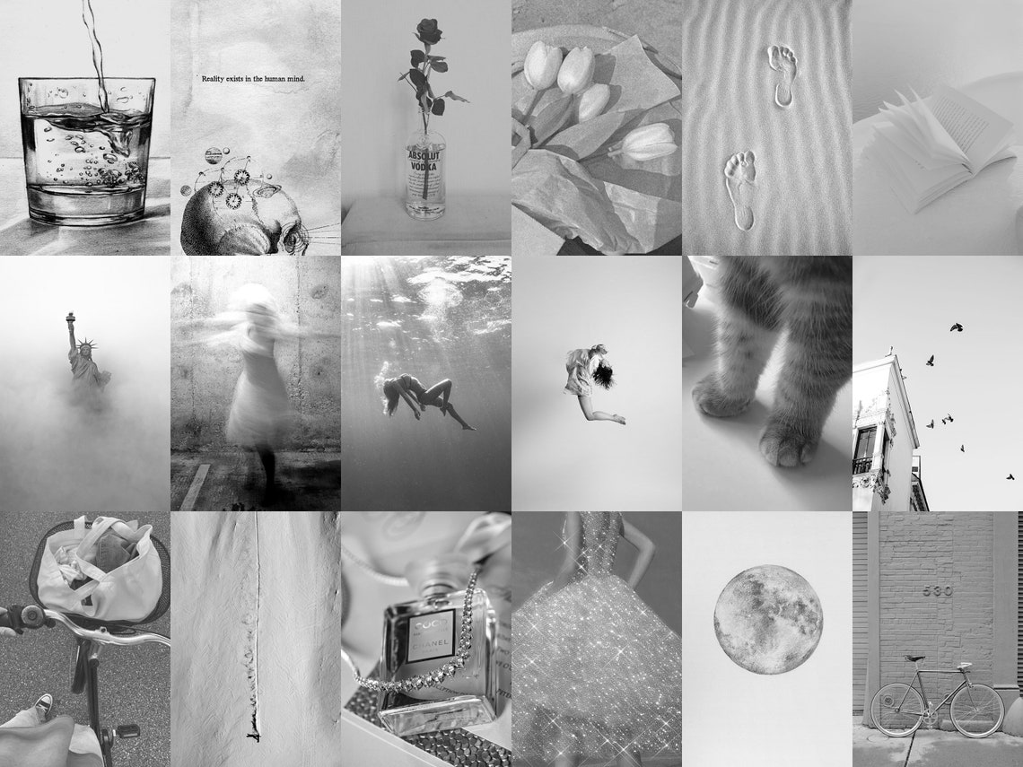 110 PCS Grey Wall Collage Kit Soft Gray Aesthetic Photo | Etsy