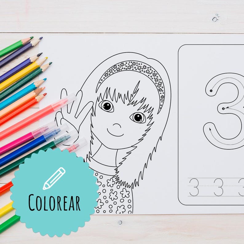 Hojas de números para colorear y trazar, tarjetas didácticas de ...