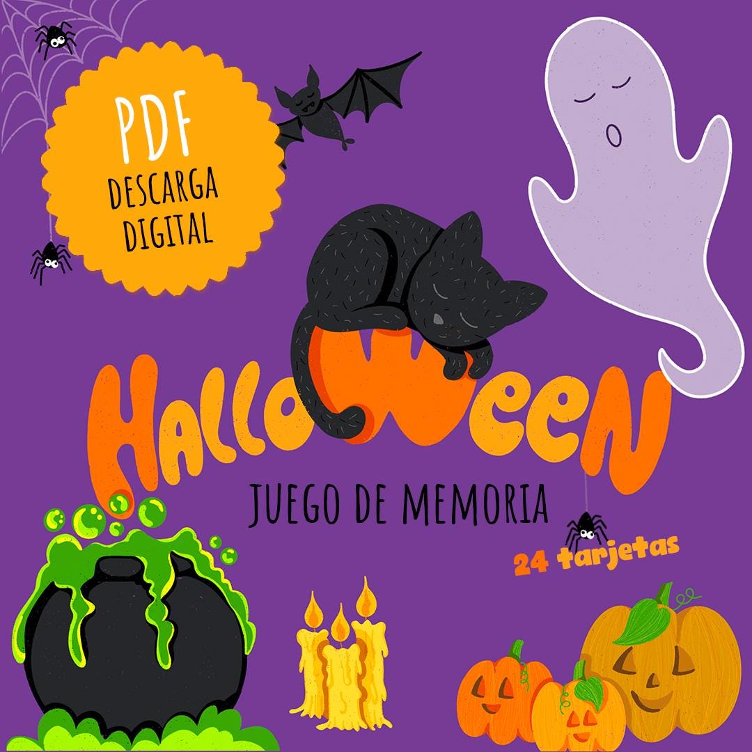 Halloween Memory Game, Printable Visual Memory Game, Printable ...