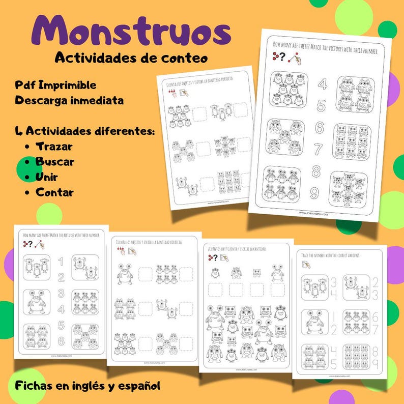Printable Monster Activities, 4 Different School Activities for ...