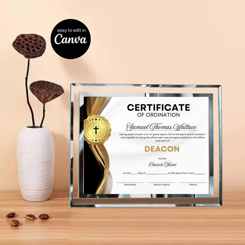 Church Certificate Bundle: Editable Canva Templates - Baptism ...