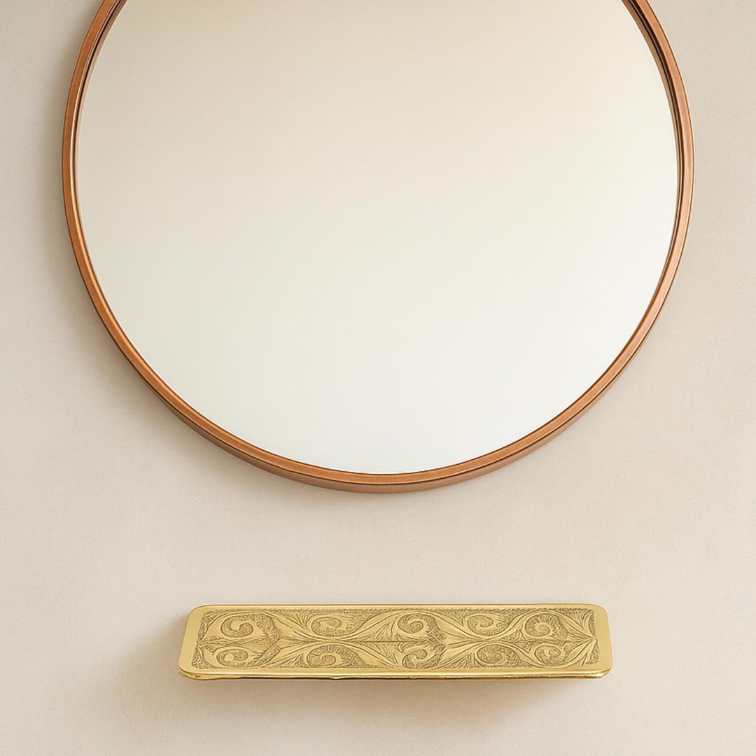 Unlacquered Floating Golden Shelf, Customized Solid Brass Floating ...