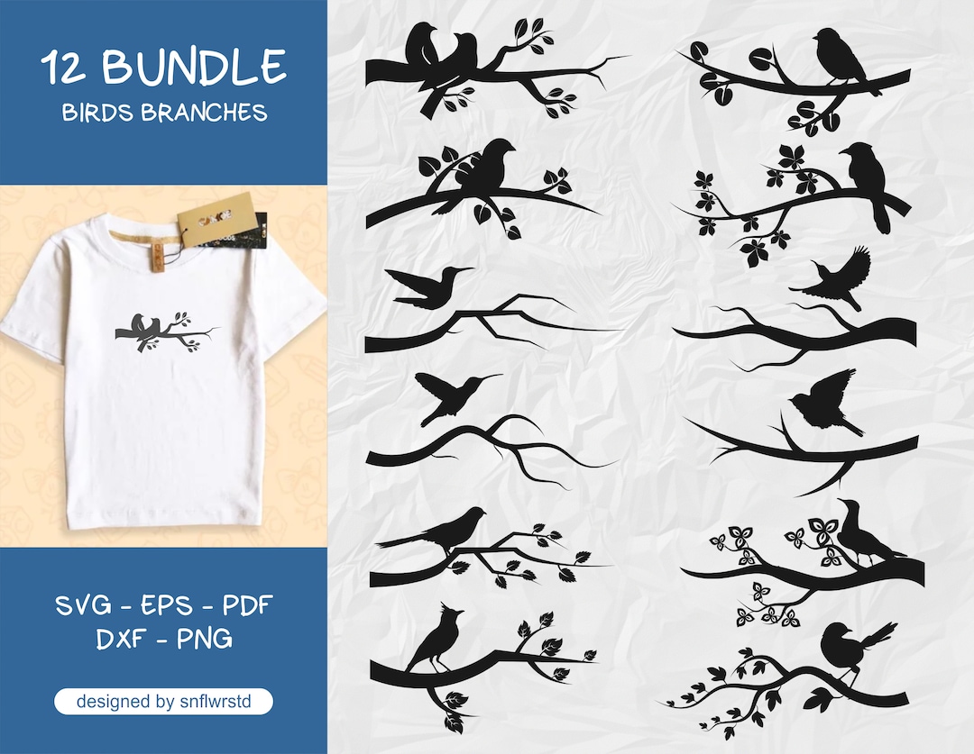 Birds on Branches SVG, Bird on Tree Svg, Birds Svg, Tree Branch Svg ...