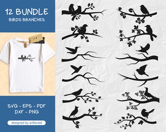 Birds on Branches SVG, Birds Svg, Bird on Tree Svg, Flock of Birds Svg ...