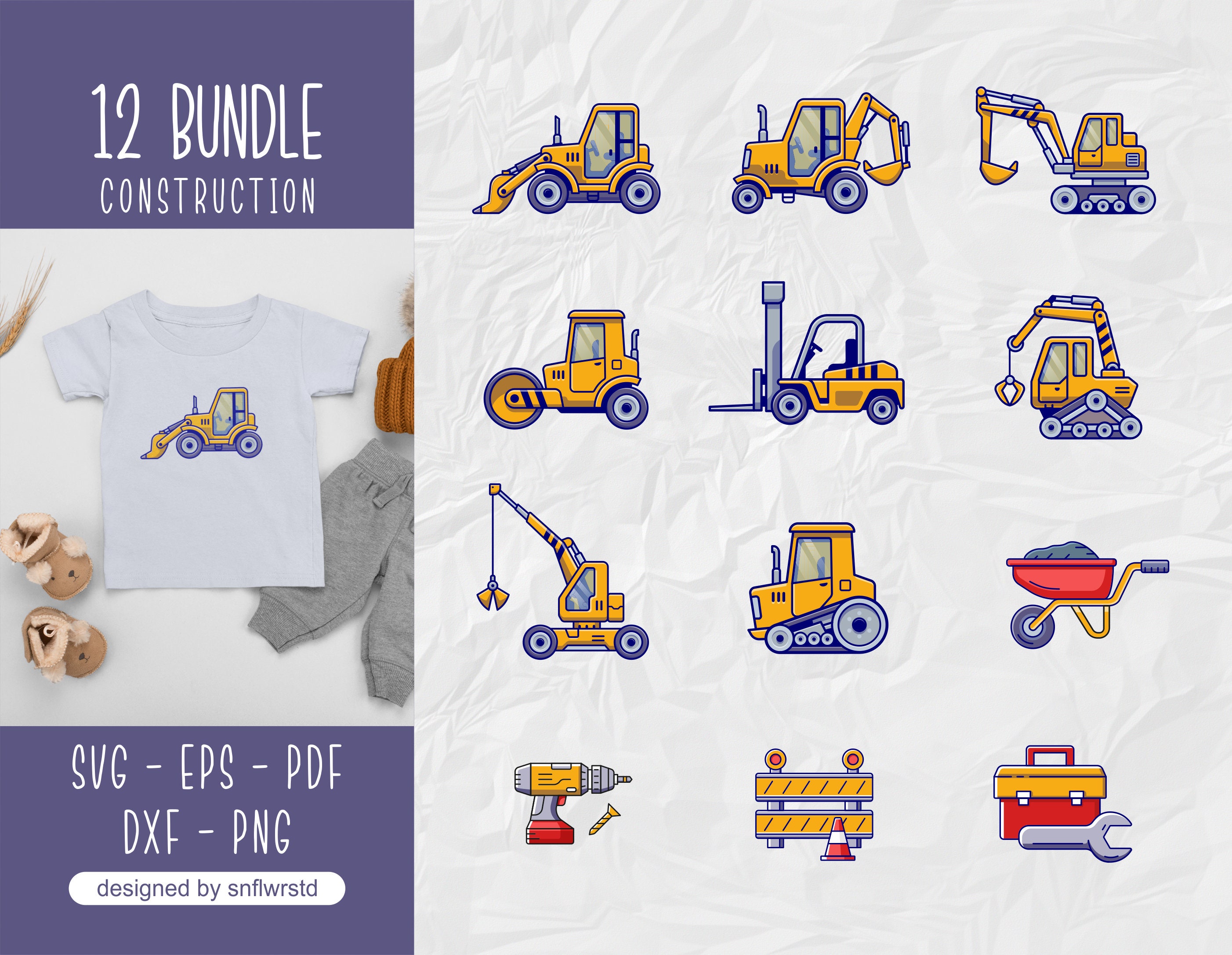 Construction SVG Construction Bundle Svg Bulldozer Svg | Etsy