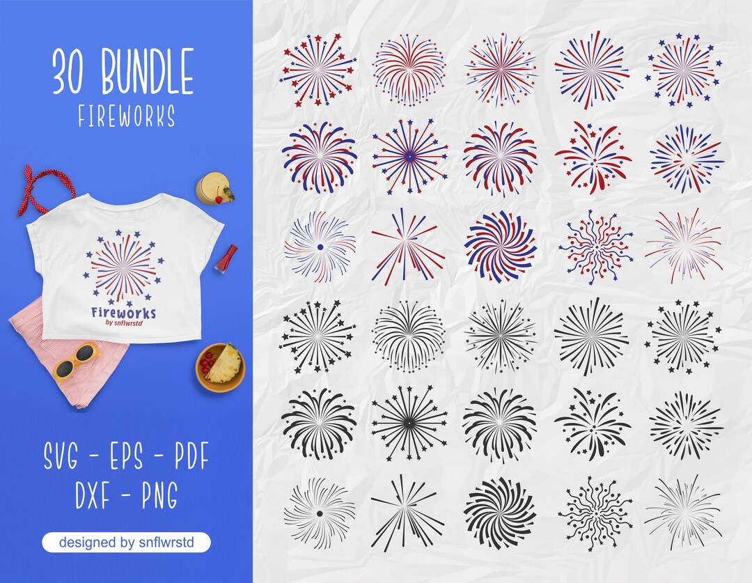 Fireworks SVG, Fireworks Svg Bundle, Fireworks Clipart, 4th of July Svg ...