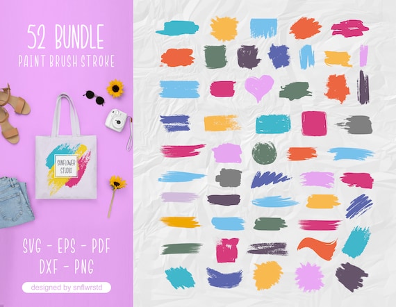 Paint Brush Stroke Svg Bundle Hand Drawn Keychain Svg Paint - Etsy