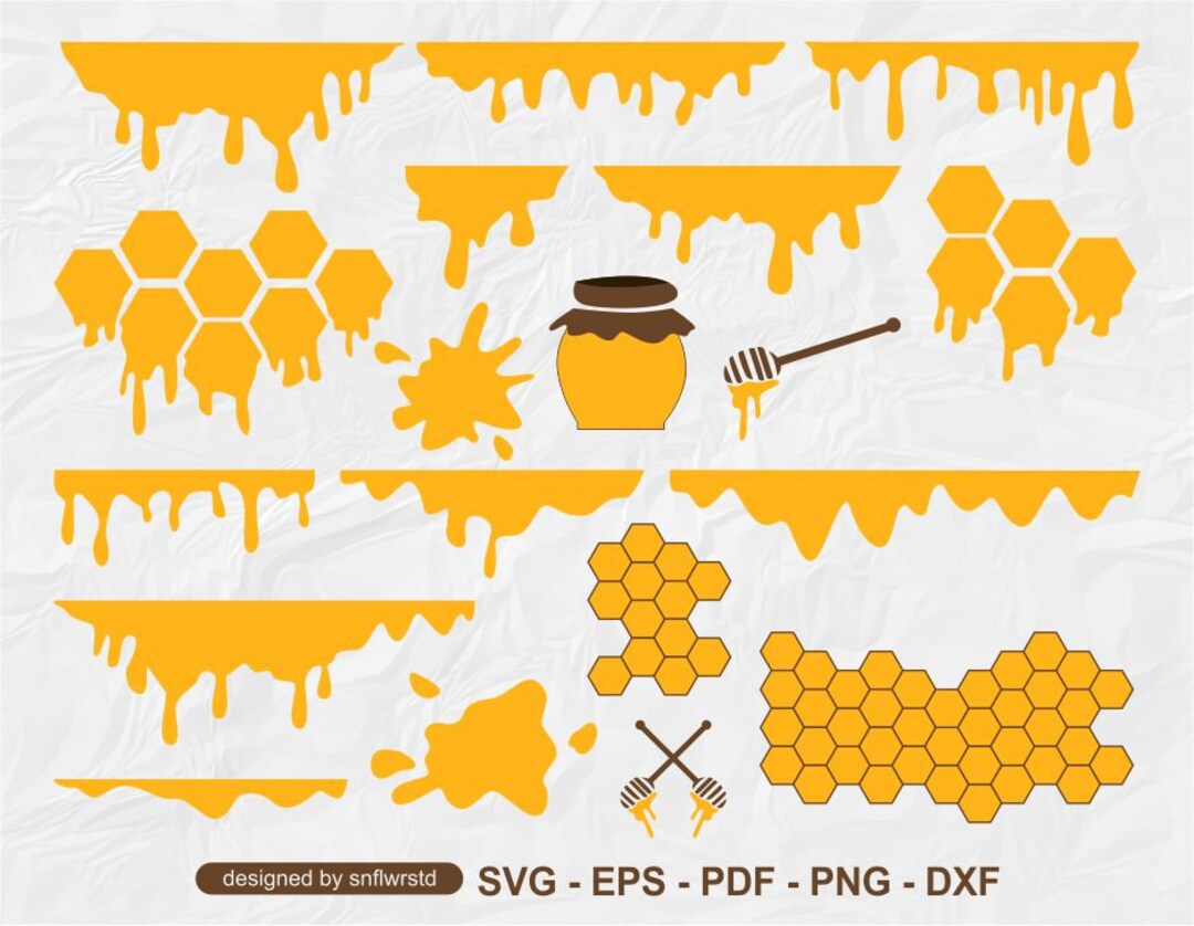 Honey Dripping Border Svg, Honey Dripping Svg, Honeycomb Svg, Dripping Border Bundle, Melting ...
