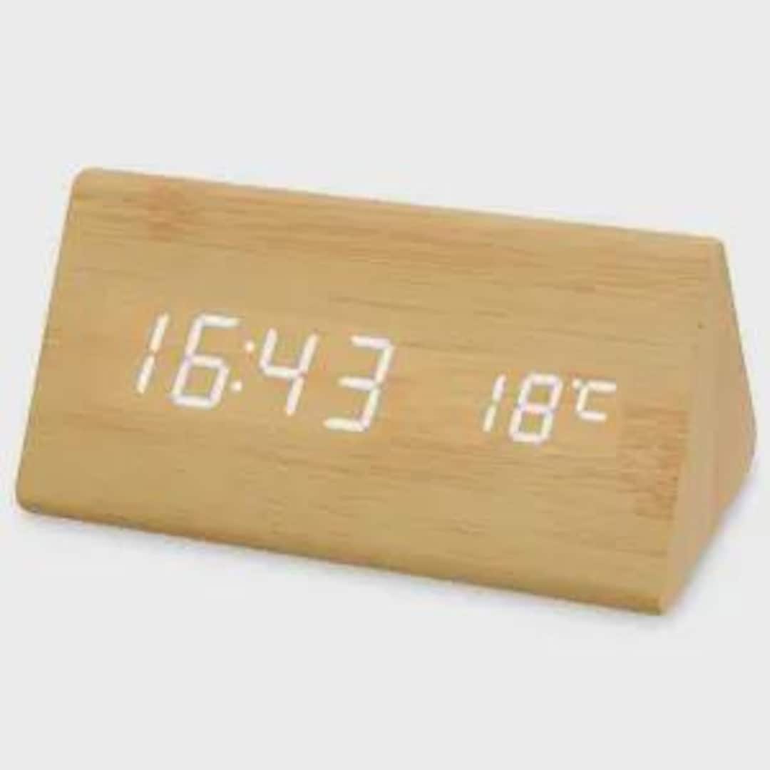 Wood Style Digital Alarm Clock With Temperature and Time Display – USB ...