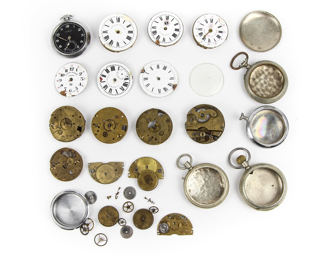 Vintage Pocket Watch Dials & Parts Lot – Cases, Movements, Spares - Etsy