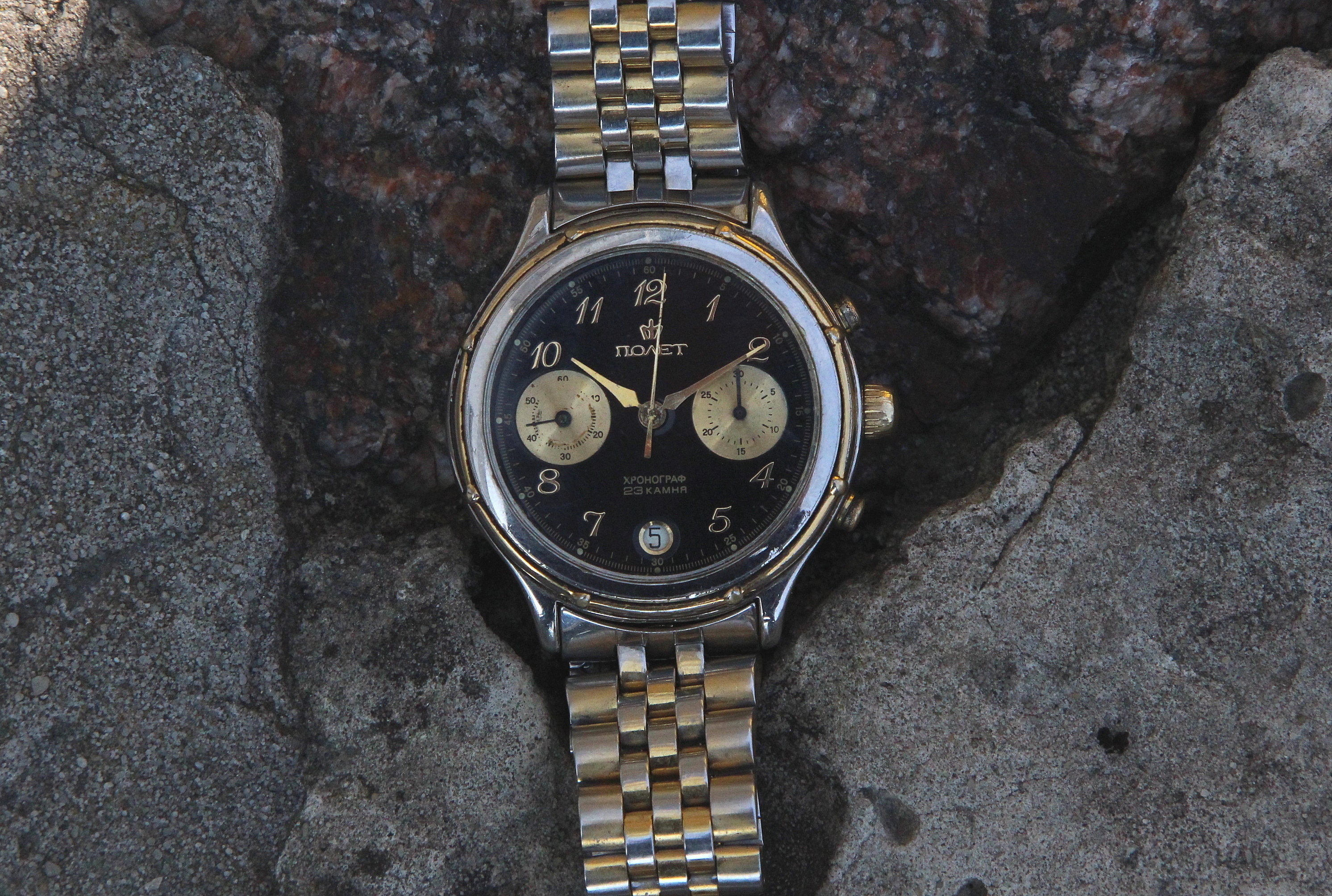 Soviet Men's Mechanical Watch POLJOT Chronograph Wristwatches Watch ...