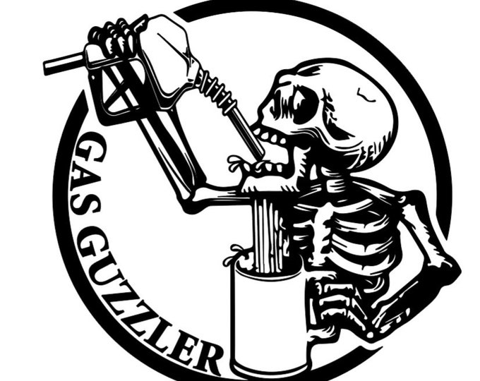 Gas Guzzler Skelly Vinyl Decal - Etsy