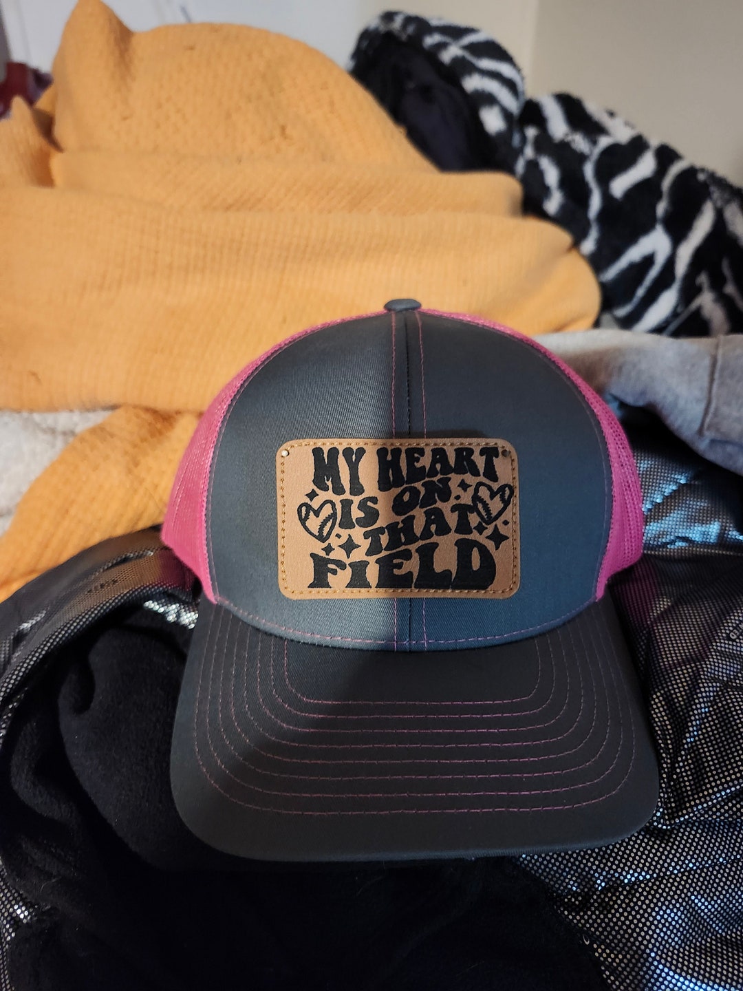 Base Ball Soft Ball Hat Heart on Field - Etsy