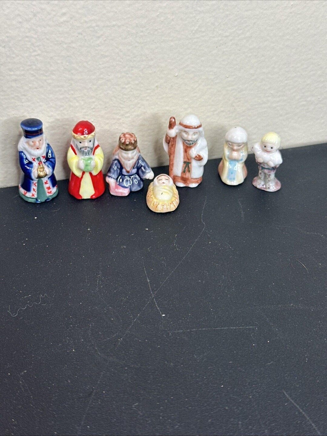 BUG HOUSE Rare Vintage Miniature Bone China 7pc Christmas Nativity Set ...