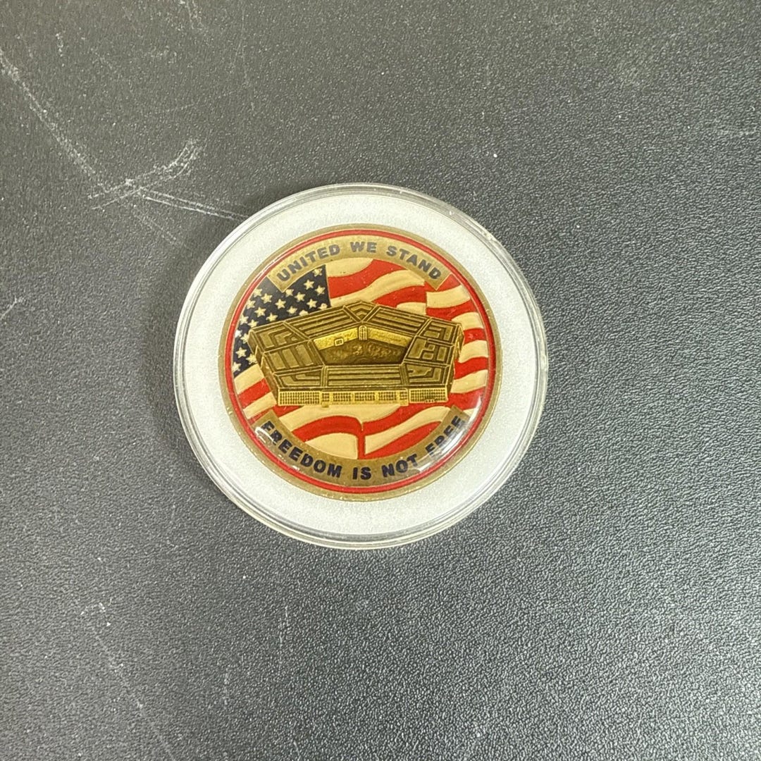 9/11 Memorial Challenge Coin Twin Towers Pentagon USA Flag Freedom Not ...