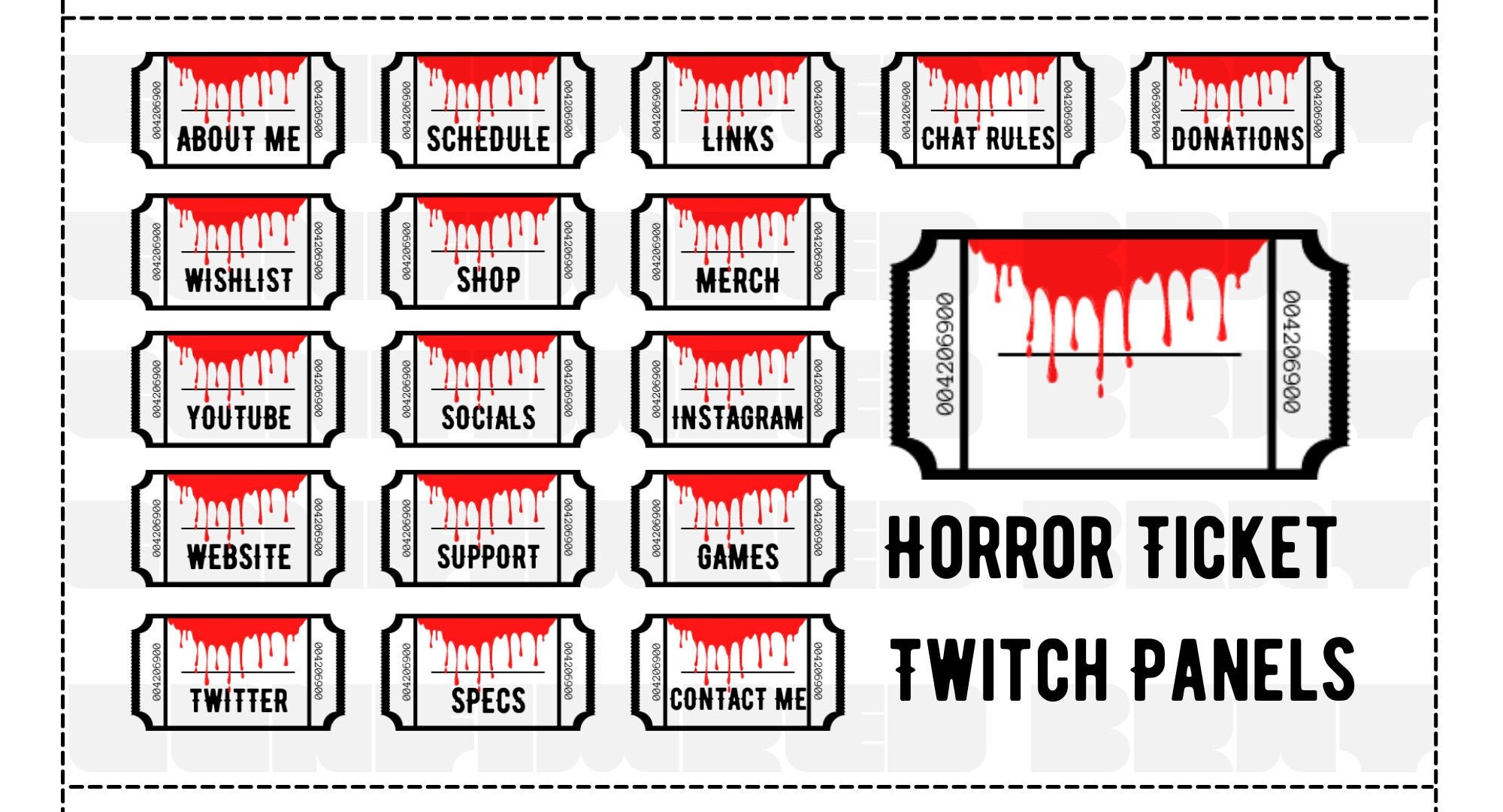 Horror Movie Ticket Twitch Panels - Etsy