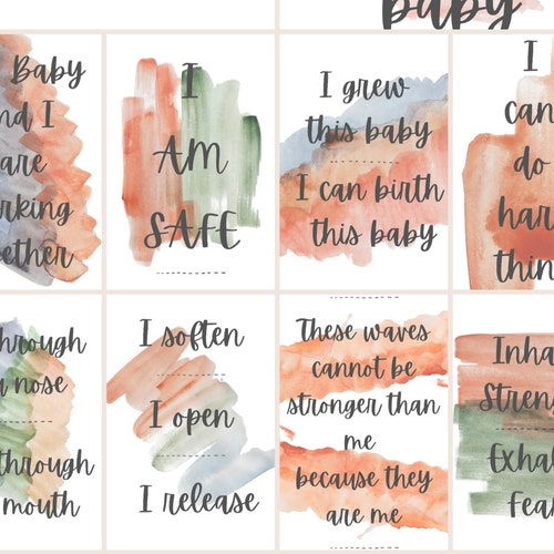 Printable Handwritten Birth Affirmation Cards Etsy