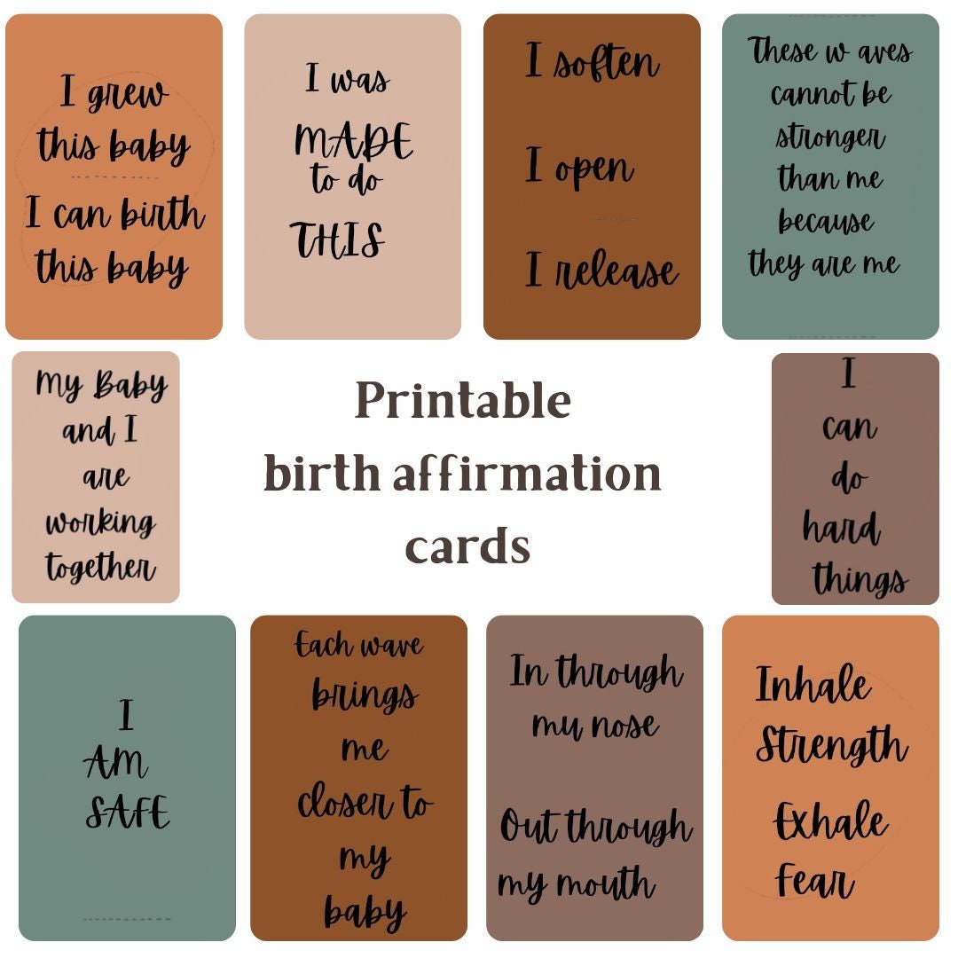 Birth Affirmation Cards | Neutral Bohemian | 10 Empowering Affirmations ...