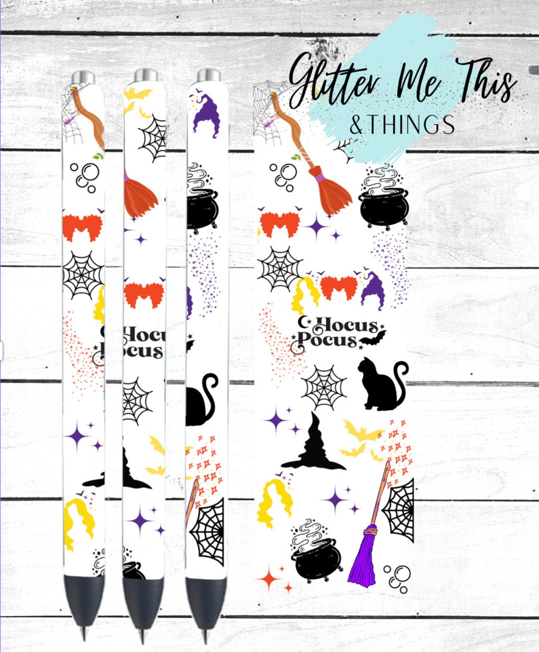 Hocus Pocus PNG, Halloween-themed Pen Wrap, Transparent Waterslide ...