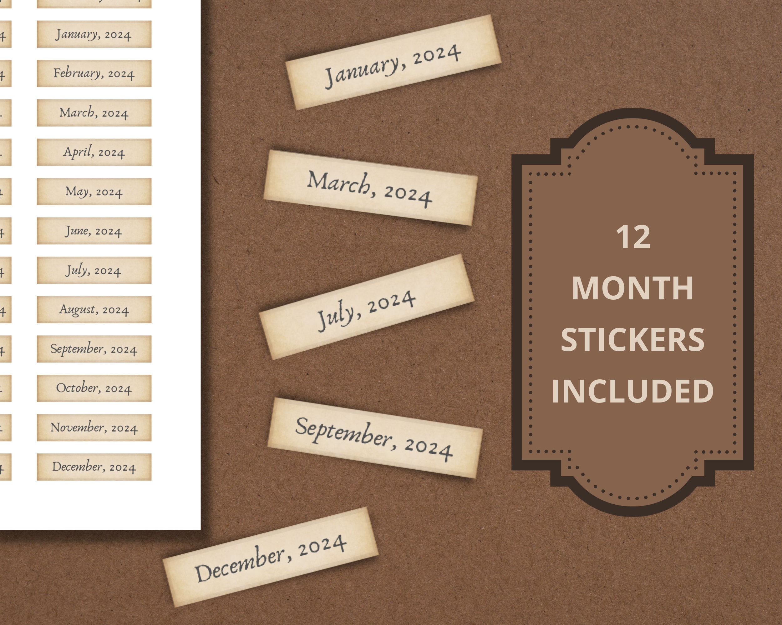 2024 Date Stickers, 2024 Dated Printable Planner Stickers, Date Covers ...