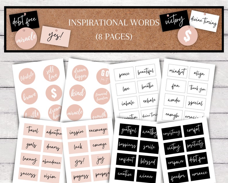 Vision Board Printable, Girl Boss Vision Board Kit, Law of Attraction ...