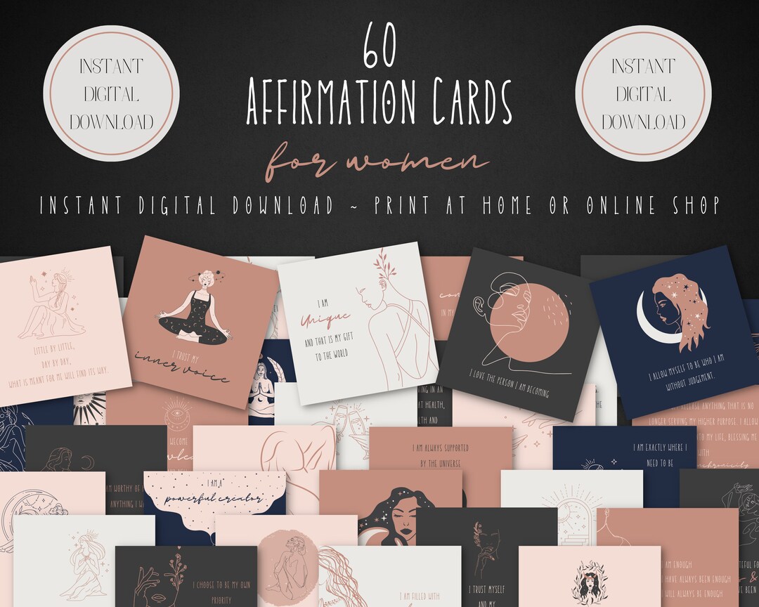 60 Affirmation Cards for Women Digital Download, Mindfulness ...